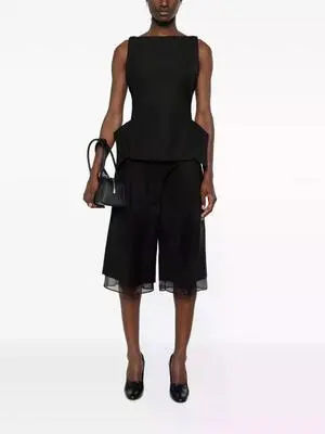RÓHE Layered Hem Pleated Wool Shorts