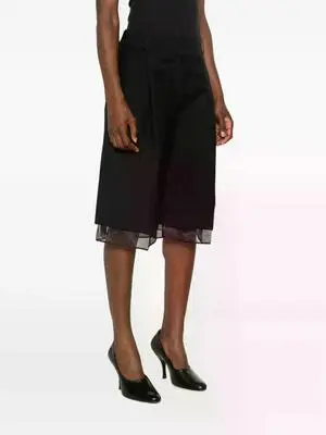RÓHE Layered Hem Pleated Wool Shorts