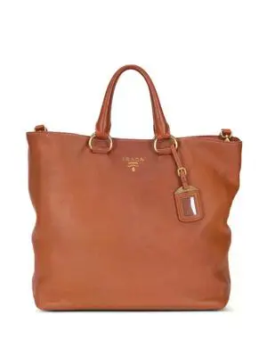 Prada Leather Tote Bag - Brown