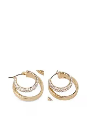 Dkny Crystal-embellished Double-hoop Earrings - Gold