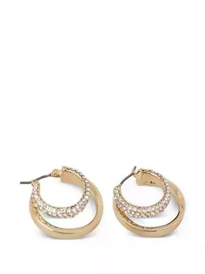 Dkny Crystal Embellished Double Hoop Earrings - Gold