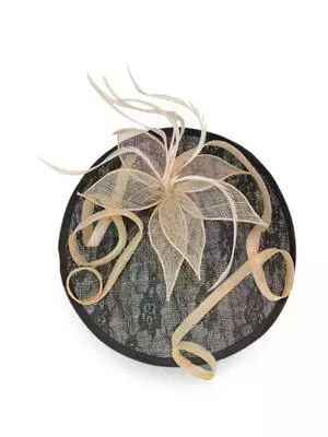 Vintage Feather-detail Fascinator Hat - Black