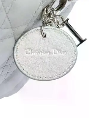 Dior Mini Iridescent Lambskin Cannage Lady Satchel - Silver