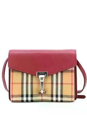 Burberry Macken Leather And Vintage Check Canvas Baby Crossbody Bag - Neutrals