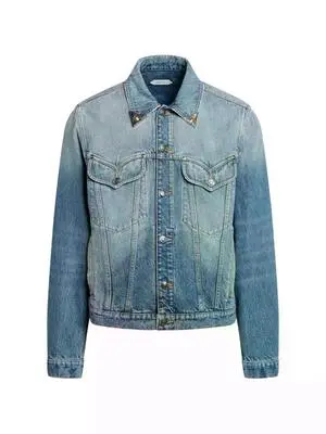 Versace Embellished-collar Denim Jacket - Blue
