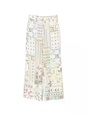 Momoni Embroidered Wide-leg Trousers - White