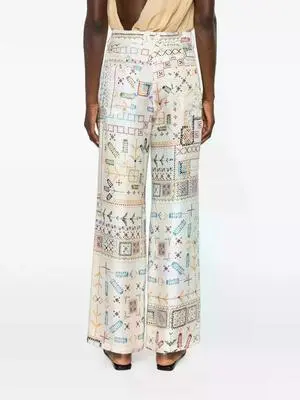 Momoni Embroidered Wide-leg Trousers