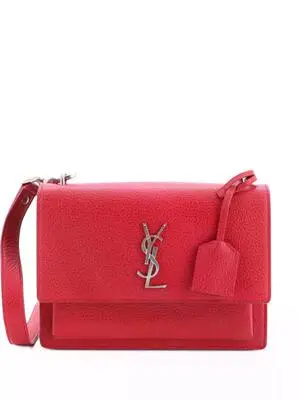 Saint Laurent Saint Laurent Sunset Satchel Leather Medium Crossbody Bag Red