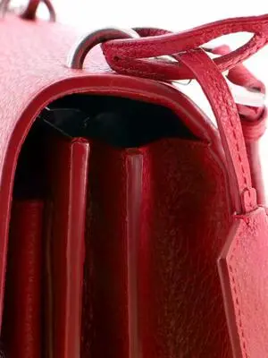 Saint Laurent Sunset Satchel Leather Medium Crossbody Bag - Red