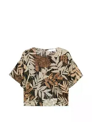 KAOS Leaf-pattern Blouse - Black