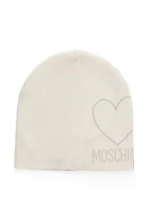 Moschino Crystal-embellished Heart Beanie Hat - Neutrals
