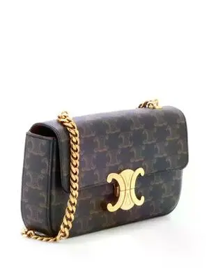 Celine Triomphe Chain Triomphe Coated Canvas Small Shoulder Bag