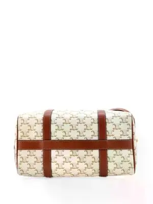 Celine Boston Bag Triomphe Coated Canvas Large Handbag