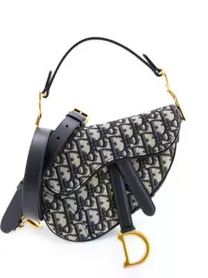 Dior Saddle Handbag With Strap Oblique Canvas Mini Shoulder Bag - Blue