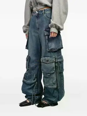 Attico Multi-pocket Cargo Pants - Blue