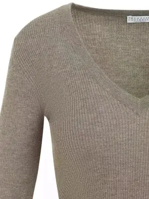 Brunello Cucinelli Ribbed-knit V-neck Sweater