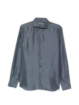 Corneliani Floral-print Long-sleeve Shirt - Blue
