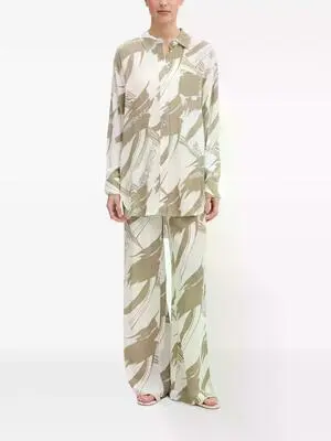 Dkny Abstract-print Smocked Trousers