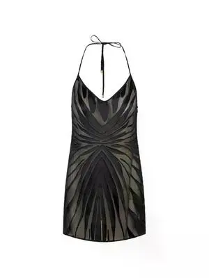 Roberto Cavalli Devoré Halterneck Mini Dress - Black