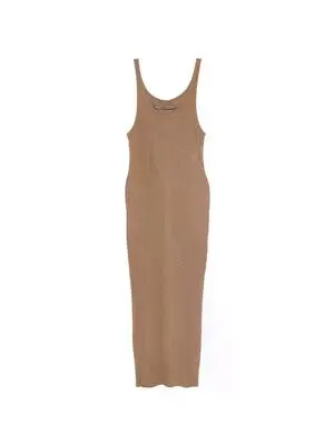 Enza Costa Ribbed-knit Slim-fit Midi Dress - Brown