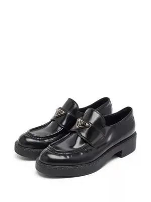 Prada Logo Plaque Loafers - Black