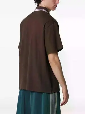 Needles Butterfly-embroidered Striped-collar Polo Shirt