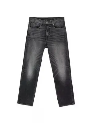 7 For All Mankind Straight Leg Faded Effect Jeans - Black