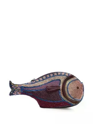 Staud Pesce Bead-embellished Clutch Bag - Purple