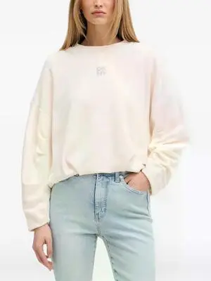 Dkny Rhinestone-logo Sweater - Neutrals