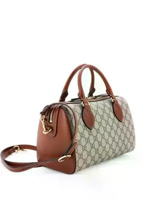 Gucci Convertible Boston Bag Gg Coated Canvas And Leather Small Satchel - Brown