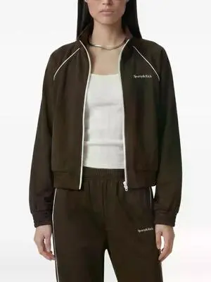 SPORTY & RICH Serif-logo Zip-up Sweatshirt