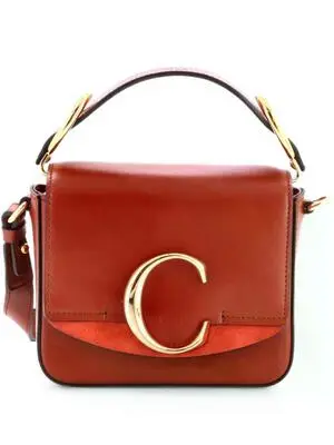 Chloé C Flap Bag Leather Mini Crossbody Bag - Red