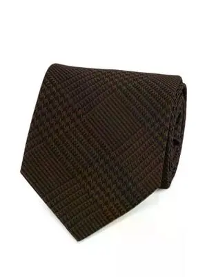 TOM FORD Houndstooth Silk Tie - Brown