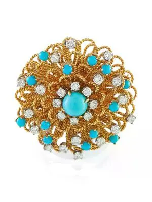 LB EXCLUSIVE Turquoise And Diamond Brooch