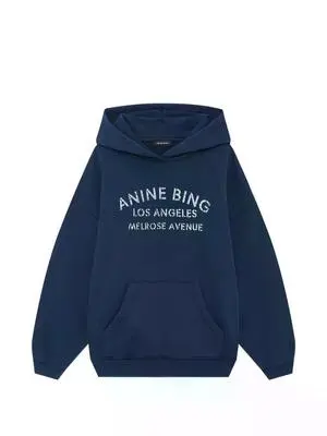 ANINE BING Harvey Logo-detail Hoodie - Blue
