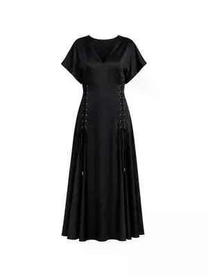Pinko Lace-up Satin Maxi Dress - Black