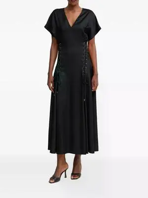 Pinko Lace-up Satin Maxi Dress