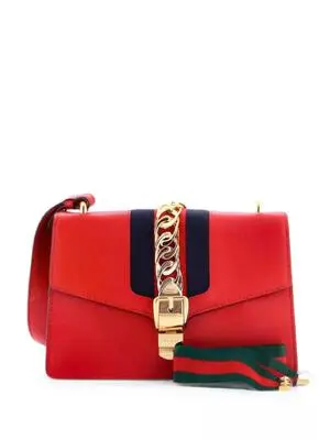 Gucci Sylvie Leather Small Shoulder Bag - Red
