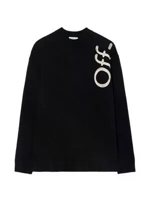 Off-White Embroidered Crew Neck Sweater - Black