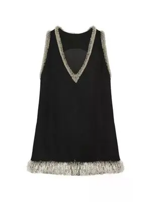 Simkhai Darcy Beaded And Fringe Mini Dress - Black