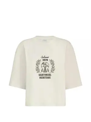 Brunello Cucinelli Cotton Jersey T-shirt With Embroidery - Neutrals