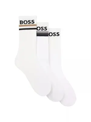 BOSS Logo-intarsia Striped Socks Set - White