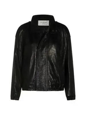 Saint Laurent Crinkled-leather Jacket - Black