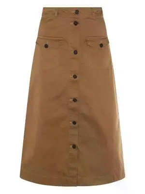 Saint Laurent Button-front Midi Skirt - Neutrals