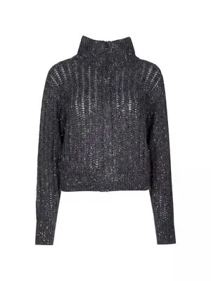 Brunello Cucinelli Sequin-embellished Open-knit Cardigan - Grey