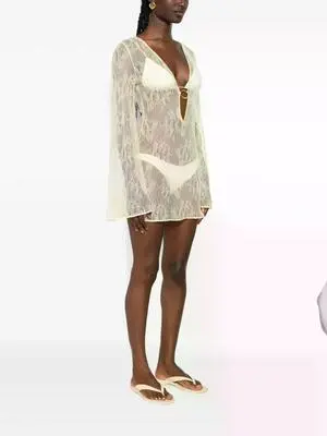 Oseree Lace Long-sleeve Mini Beach Dress