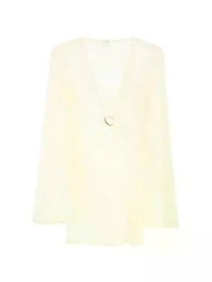 Oseree Lace Mini Beach Dress - Yellow