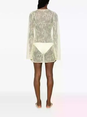 Oseree Lace Mini Beach Dress - Yellow
