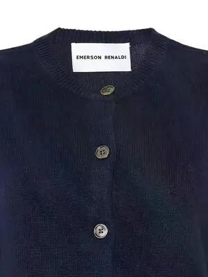EMERSON RENALDI Navy Button-fastening Crew-neck Cardigan