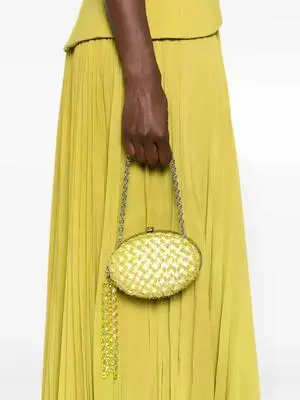 SELF-PORTRAIT Crystal-embellished Chain-link Clutch Bag - Yellow